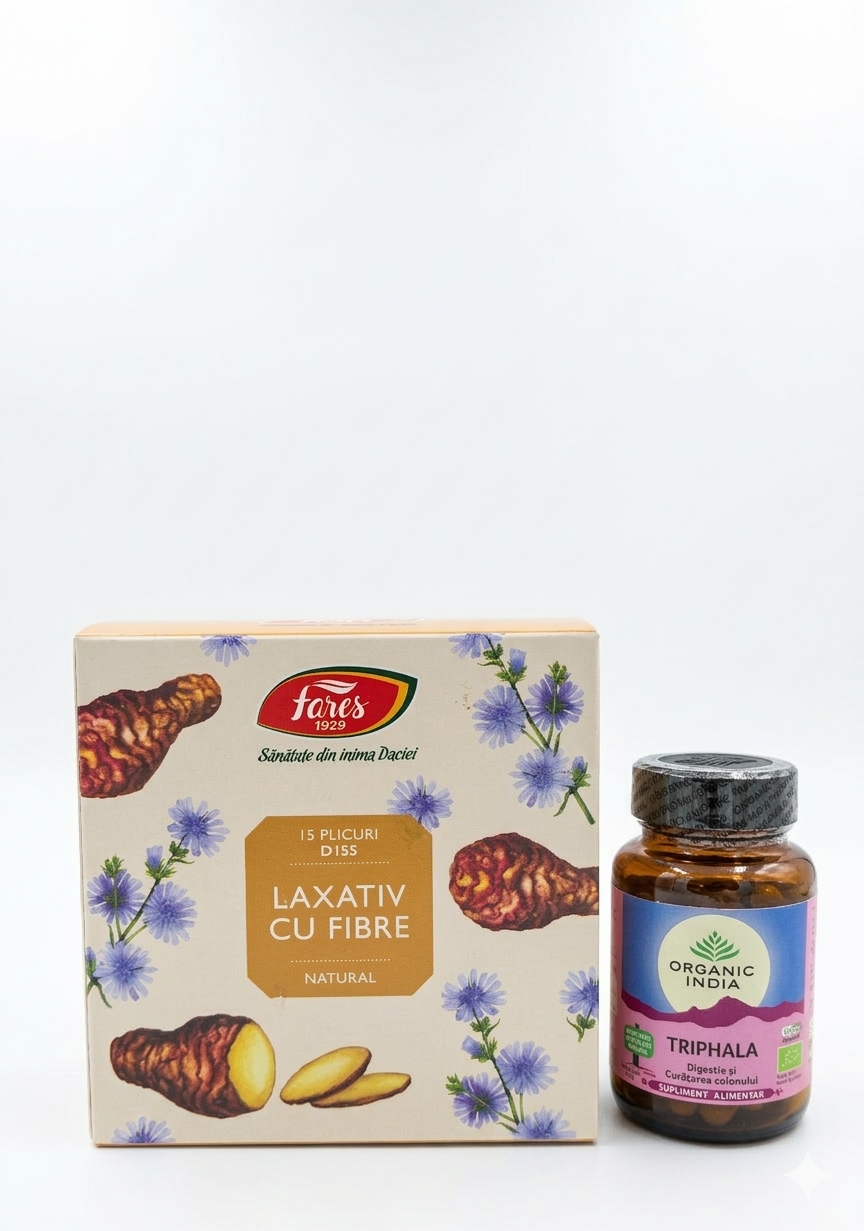 Pachet Constipatie(Laxativ cu fibre, 15 plicuri, + Triphala x 60 ...